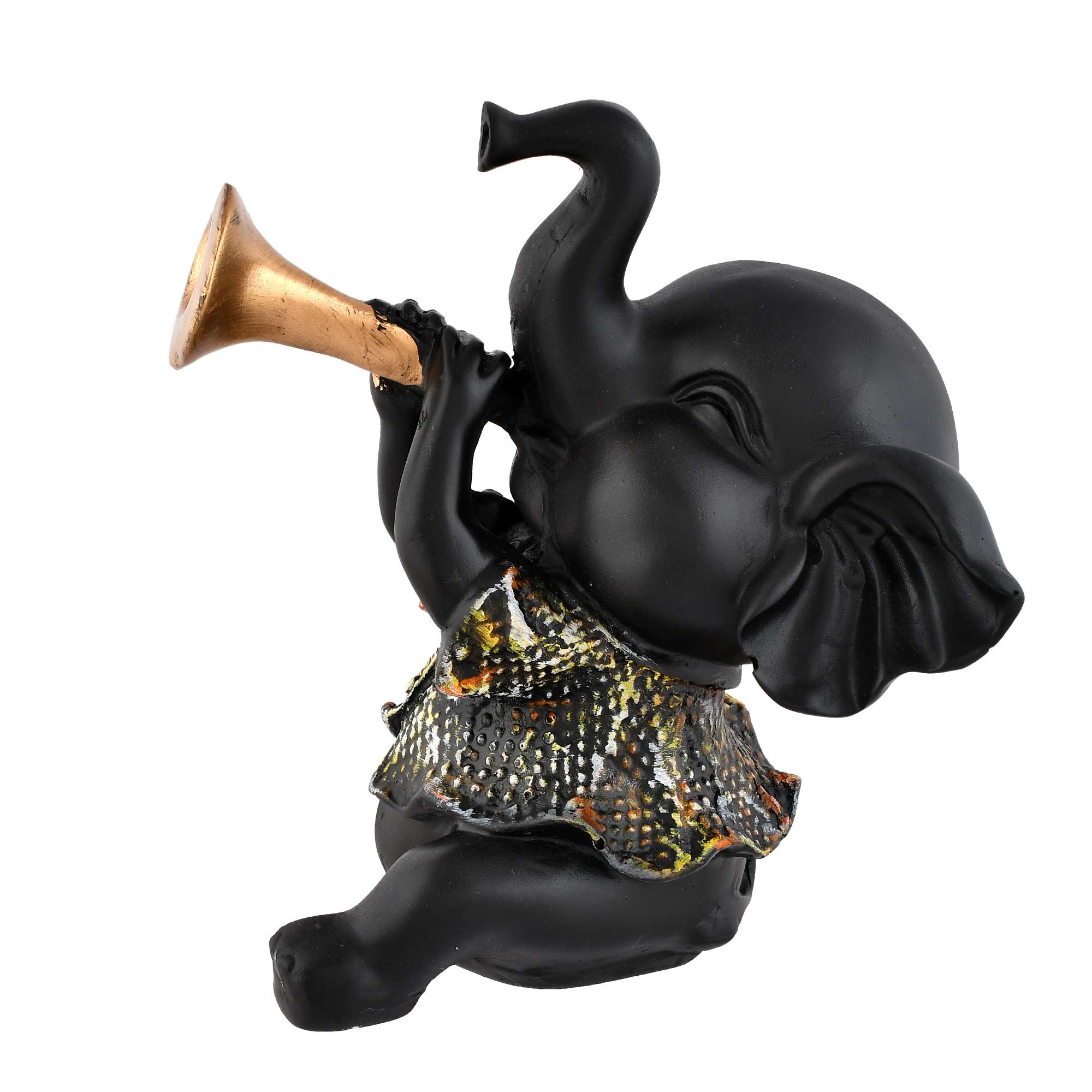 Elephant Playing Musical Instrument Sculpture – Saumic Craft Gallery