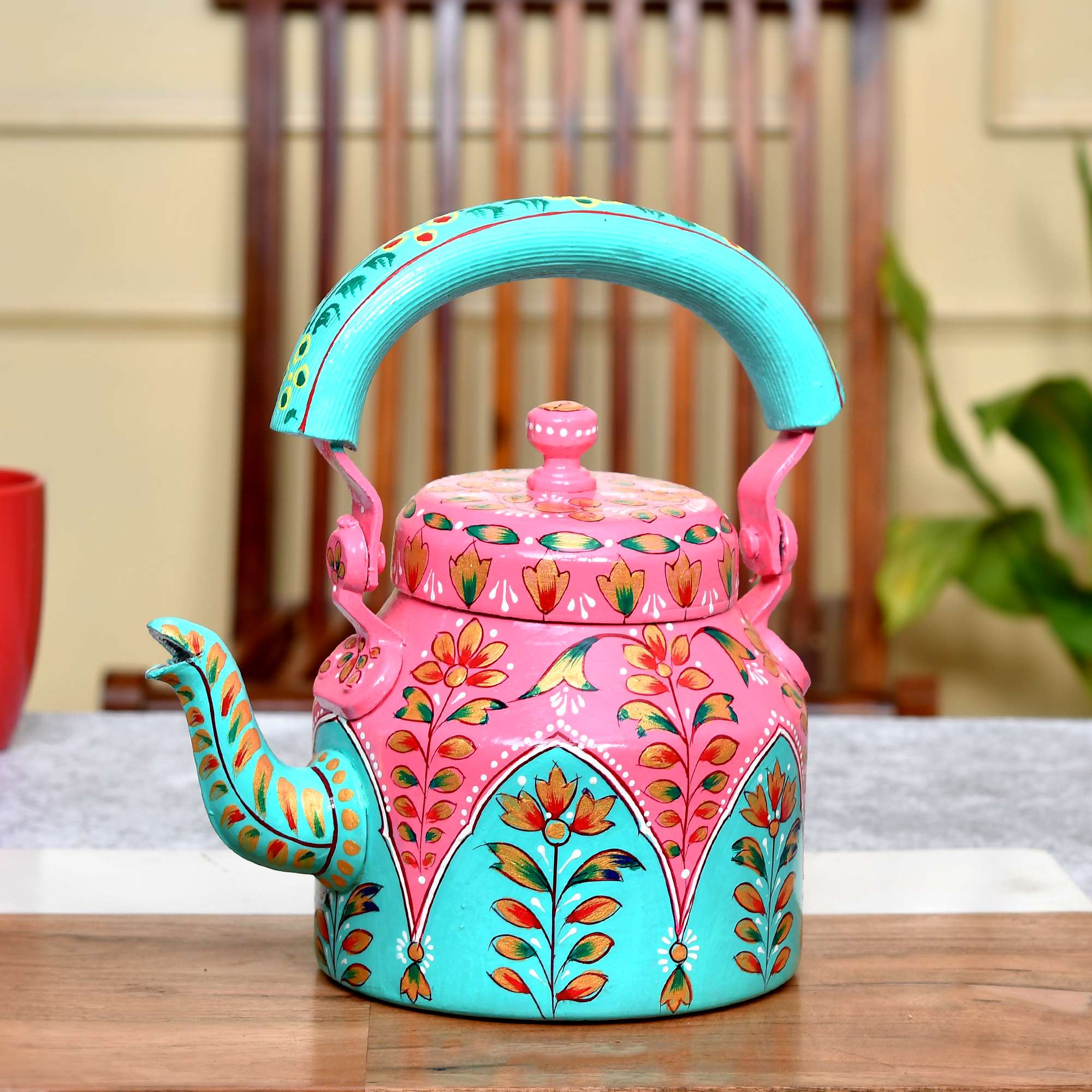 Hand-Painted Aluminium Tea Kettle – 750 ml for kitchen décor Home Décor ...