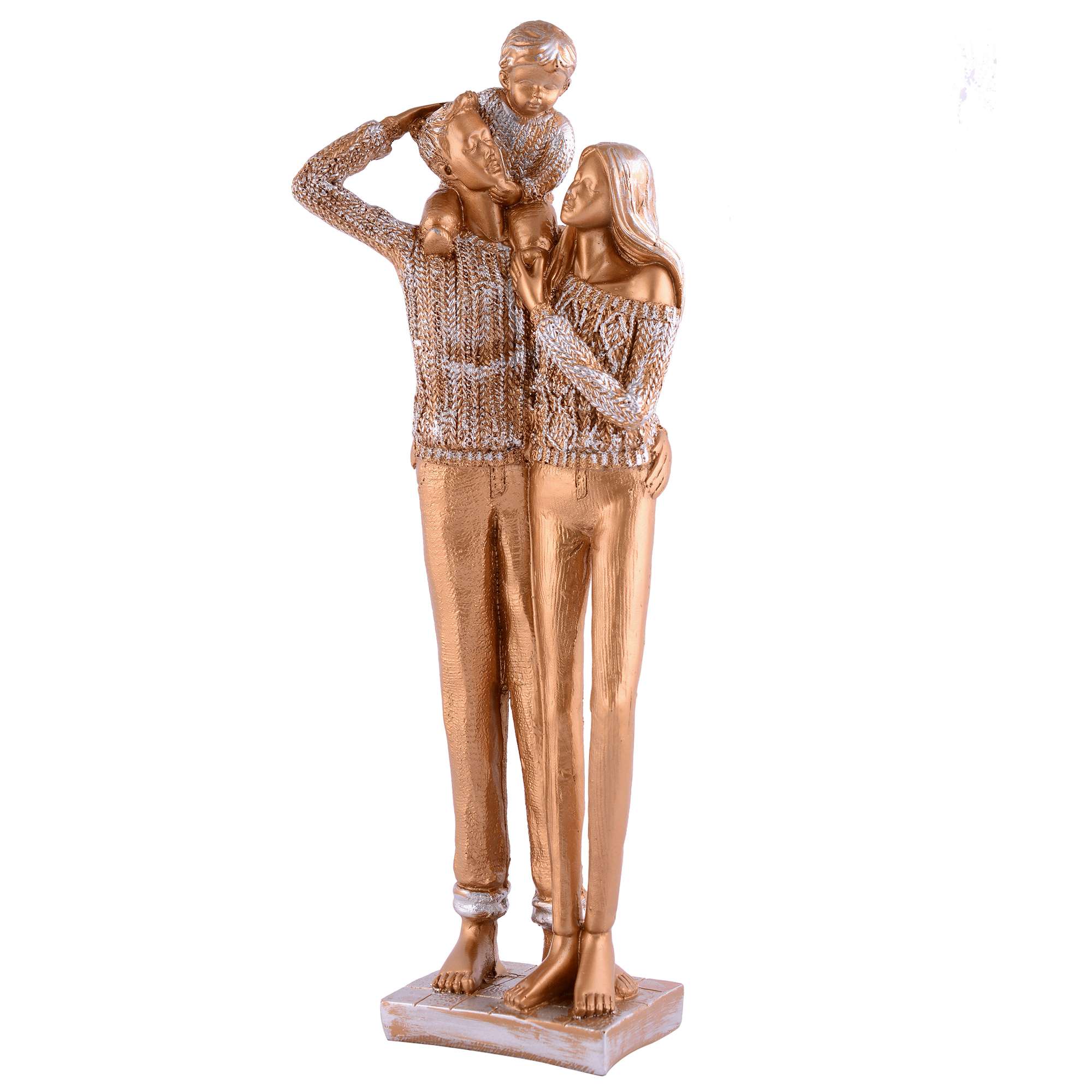 MOTHER and Father with Child faimily Love golden Statue showpiece for ...