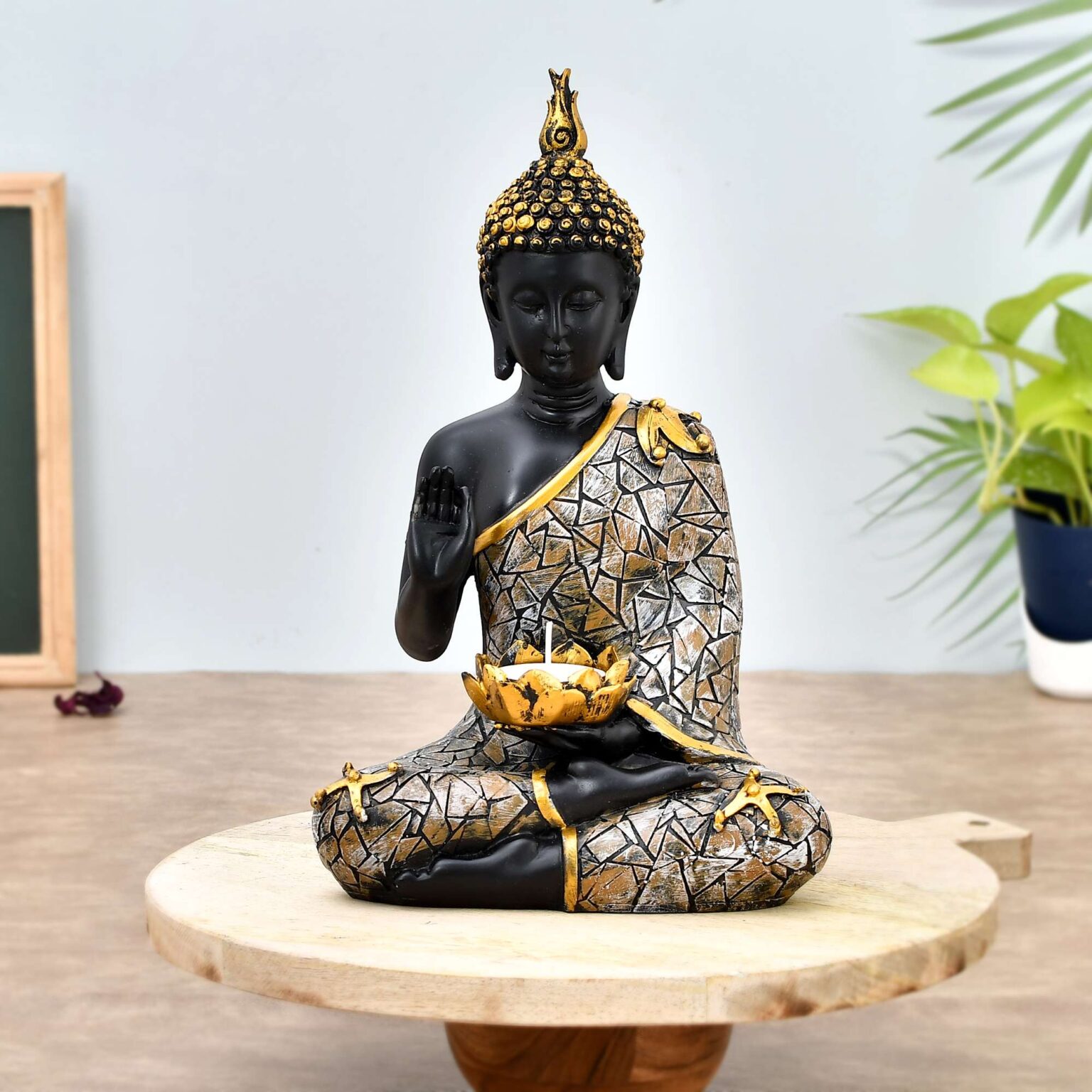 Beautiful Sitting Buddha Idol Statue – Saumic Craft Gallery