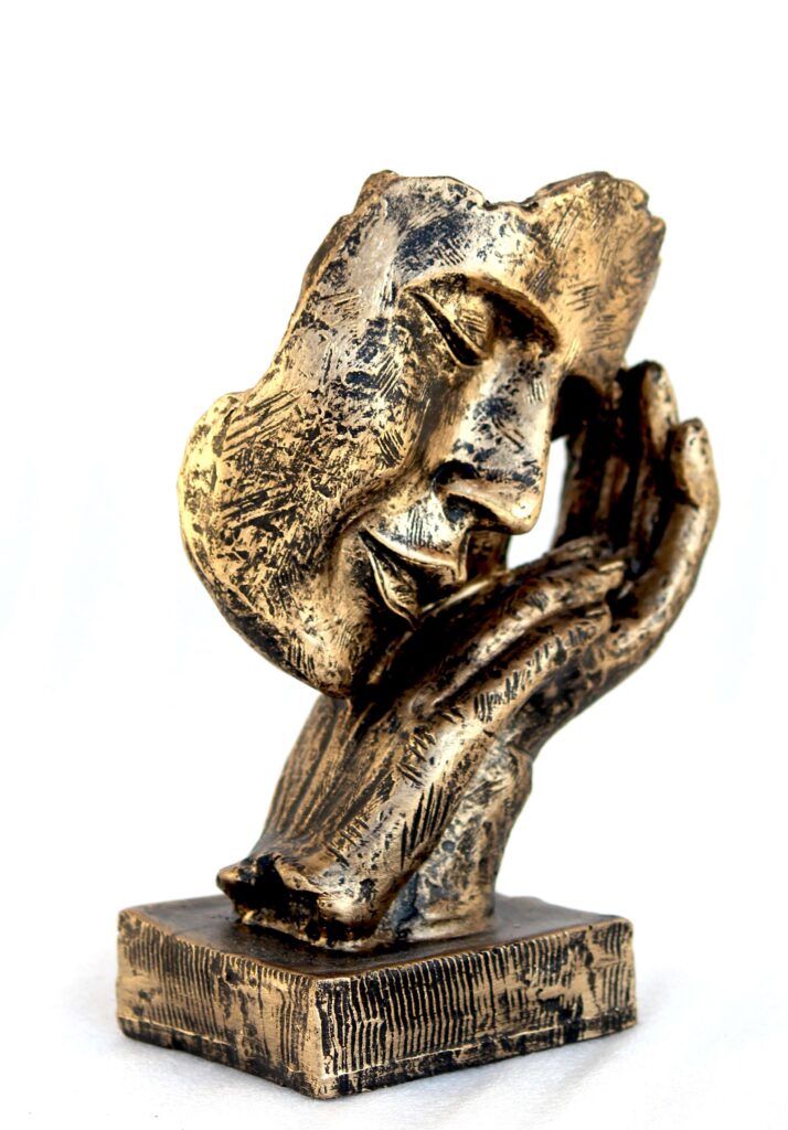 Resin Handcrafted Human Face Design with Hand on Face Decorative ...