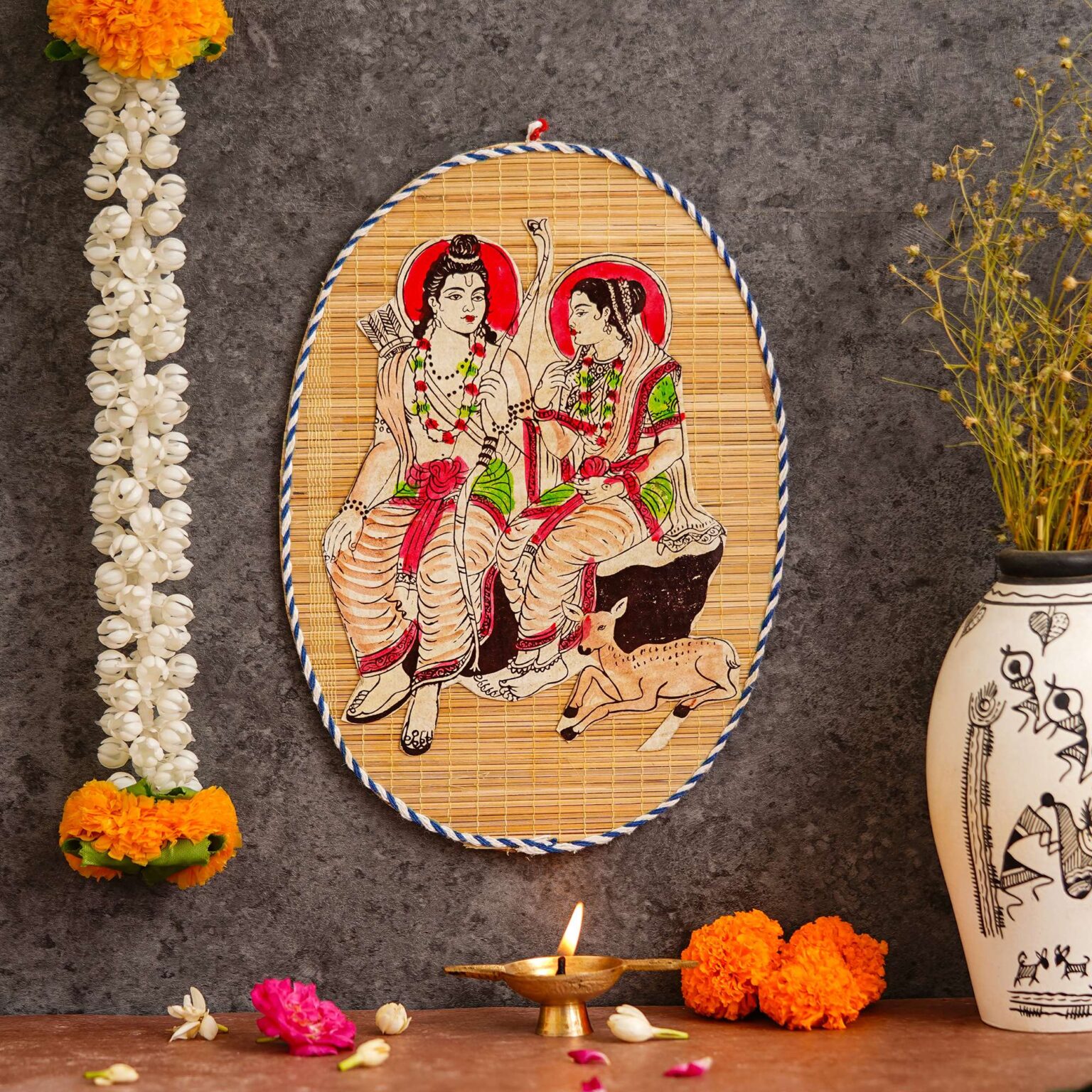 Oval Shaped Design Bamboo Hand Crafted Wall Hangings Of Shri Ram Ji ...