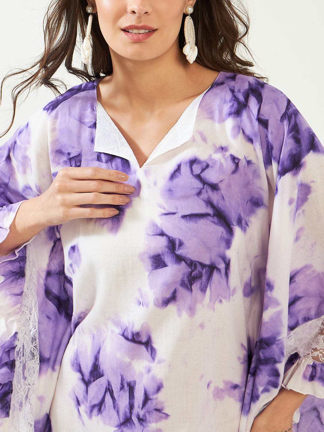 Women’s Cotton Tie Dye Print Knee Length Kaftan Drees Beach Cover Up ...